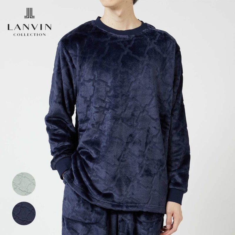 ★50%OFFSALE★【トップスのみ】 LANVIN COLLECTION 【LLサイズ】 滑らかフリース シルキーマイヤー クルーネック 長袖 トップス スウェットシャツ ラウンジウェア ...